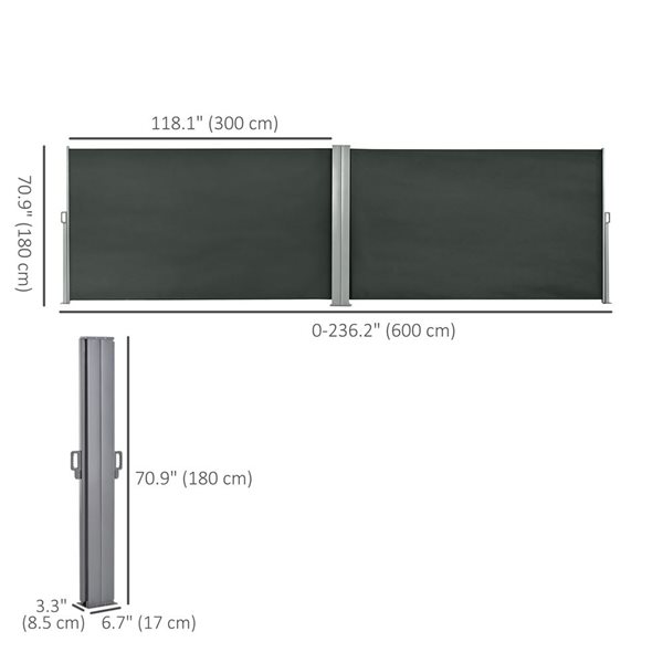 Outsunny 236 W x 71-in H Double Retractable Outdoor Privacy Screen ...