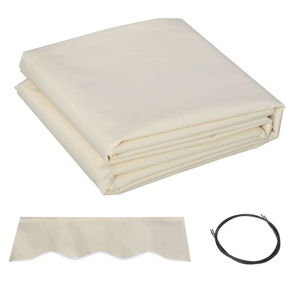 Outsunny 11 x 8-ft Cream White Retractable Replacement Outdoor Awning ...
