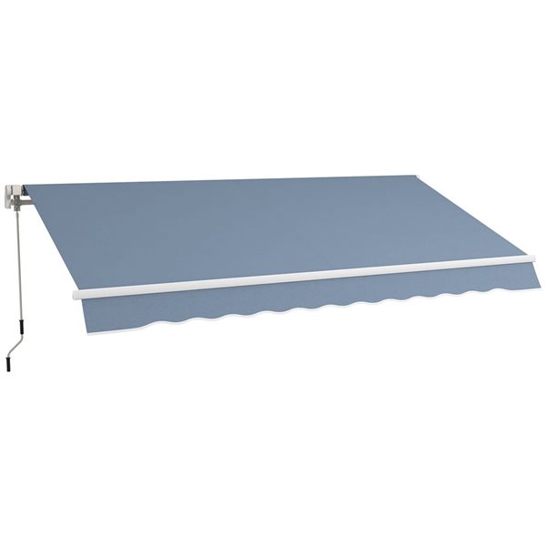 Outsunny 12 x 10-ft Light Grey Polyester Retractable Patio Awning with ...