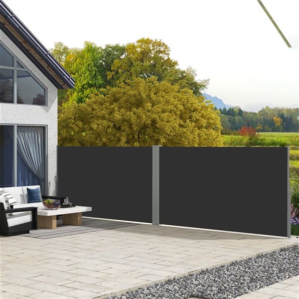 Outsunny 236 W x 63-in H Double Retractable Outdoor Privacy Screen ...