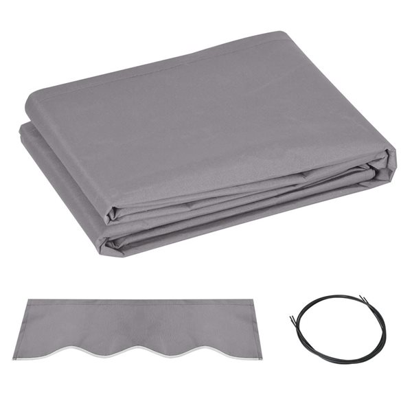 Outsunny 11 x 10-ft Light Grey Retractable Replacement Outdoor Awning ...