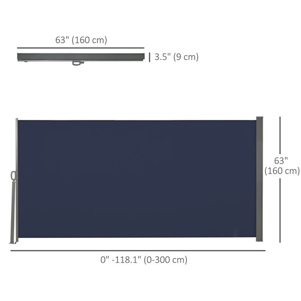 Outsunny 118 W x 63-in H Retractable Outdoor Privacy Screen - Blue 840 ...