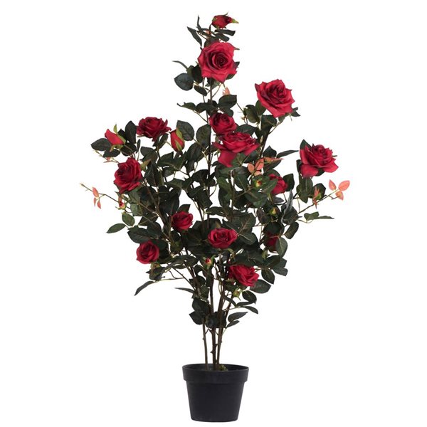 Vickerman 45-in Artificial Red Rose Plant in Pot TA181803 | RONA