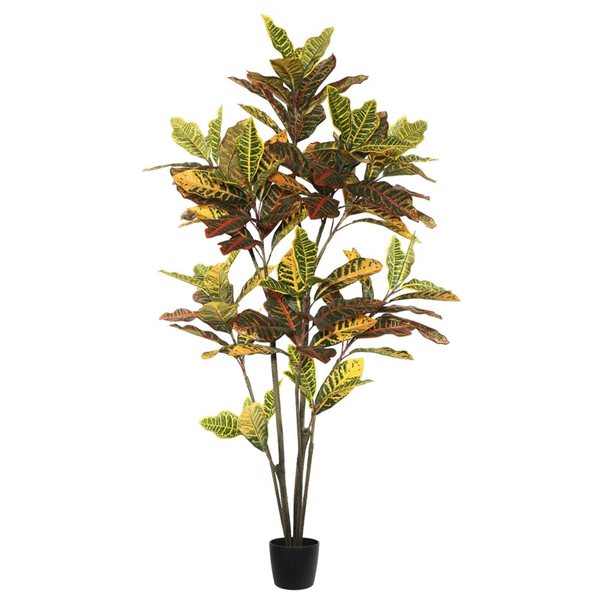 Vickerman 5-ft Potted Artificial Green and Orange Croton Tree TB170660 ...