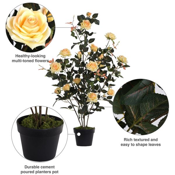 Vickerman 45-in Artificial Yellow Rose Plant in Pot TA181845 | RONA
