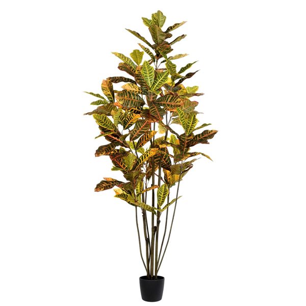 Vickerman 6-ft Potted Artificial Green and Orange Croton Tree TB170672 ...