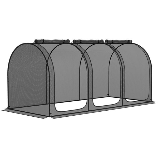 Outsunny 9 x 4-ft Crop Cage with 3 Zippered Doors and Ground Stakes ...