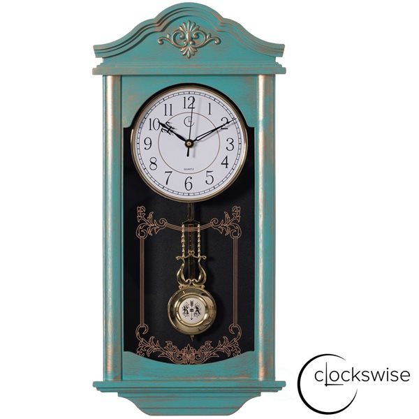 Clockswise Vintage Grandfather Blue Wood Plastic Pendulum Large Wall ...