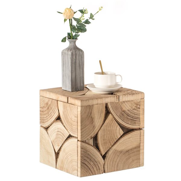 Vintiquewise Carved Natural Wood Square Coffee Table - 12-in QI004266 ...