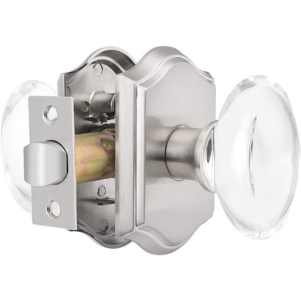 Plumbing N Parts 2.64-in W Brushed Nickel Oval Shape Door Knob w/ Clear ...