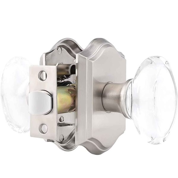 Plumbing N Parts 2.7-in W Brushed Nickel Oval Shape Door Knob w/ Clear ...