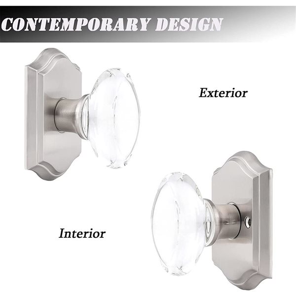 Plumbing N Parts 2.7-in W Brushed Nickel Oval Shape Door Knob w/ Clear ...