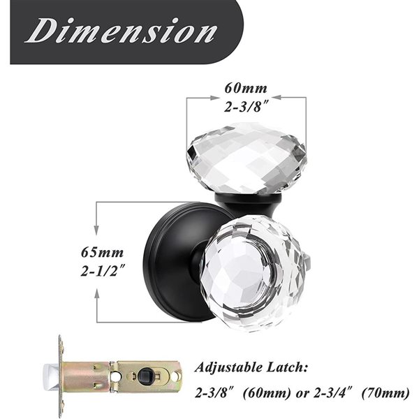 Plumbing N Parts 2.5-in W Matte Black Round Shape Door Knob w/ Clear ...