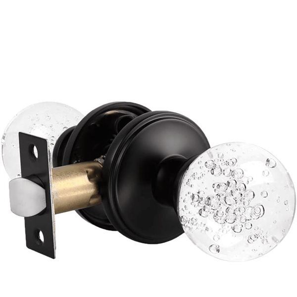 Plumbing N Parts 2.55-in W Matte Black/Bubbled Glass Round Shape Door ...