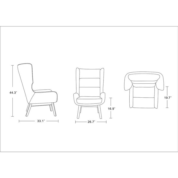 Manhattan Comfort Sampson Graphite and Natural Twill Accent Chair AC014 ...