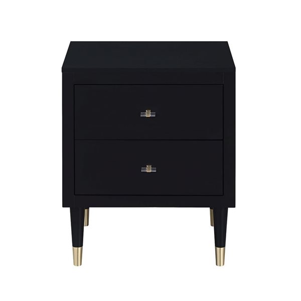 Manhattan Comfort Stanton Black Modern Nightstand with 2 Full Extension ...
