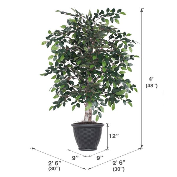 Vickerman 4-ft Artificial Mini Ficus Bush in Gray Round Plastic ...