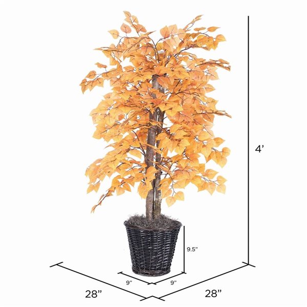 Vickerman 4-ft Artificial Golden Aspen Bush in Rattan Basket TBU2240 | RONA
