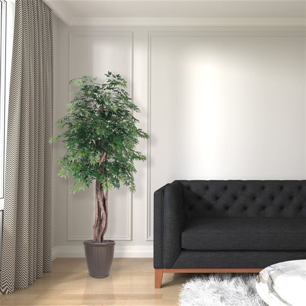 Vickerman 6-ft Artificial Ming Aralia Executive Tree in Brown Round ...