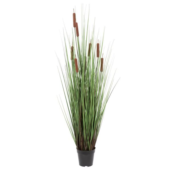 Vickerman 48-in Artificial Potted Green Straight Grass and Cattails ...