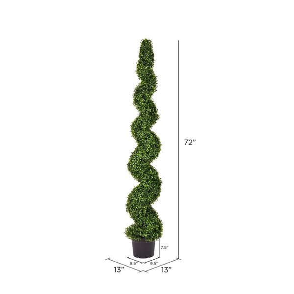 Vickerman 6-ft Artificial Potted Green Boxwood Spiral Tree TP170472 | RONA
