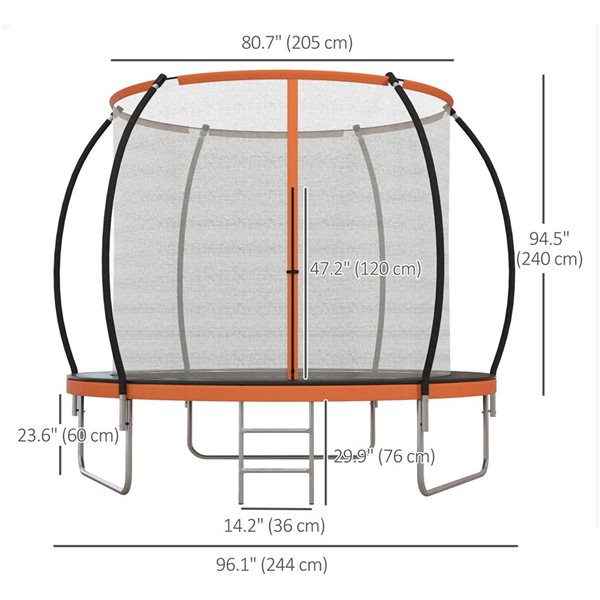 Soozier 8-ft Trampoline Outdoor with Enclosure Net and Ladder A71 ...
