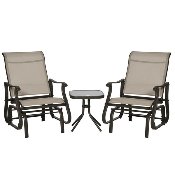 Outsunny 3-Piece Dark Grey Glider Rocking Chairs with Table 84B-964GG ...