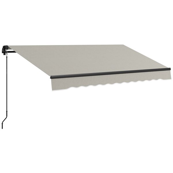 Outsunny 10 x 8-ft Light Grey Polyester Retractable Patio Awning w ...