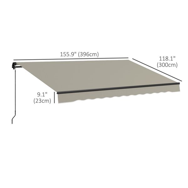 Outsunny 13 x 10-ft Light Grey Polyester Retractable Patio Awning w ...