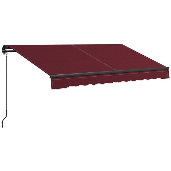 Outsunny 10 x 8-ft Red Wine Polyester Retractable Patio Awning w ...