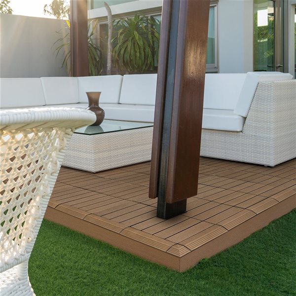 Everhome 3 x 12-in Pecan Composite Deck Tile Edge Trim 4/Pack RNDTP0031 ...