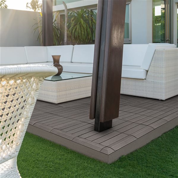 Everhome 3 x 12-in Ash Composite Deck Tile Edge Trim 4/Pack RNDTP0032 ...