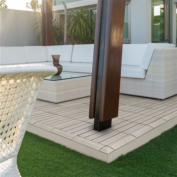 Everhome 3 x 3-in Antique Gray Composite Deck Tile Corner Trim 4/Pack ...