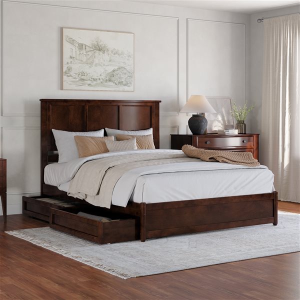 AFI Felicity Queen Platform Bed with Panel Footboard and Storage ...