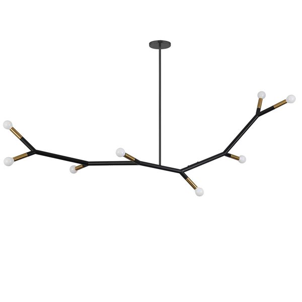 Dainolite Morgan 8 -Light Horizontal Pendant - Matte Black/Aged Brass ...