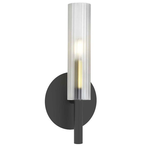 Dainolite Wand 1-Light Frosted Glass Wall Sconce - Matte Black/Aged ...