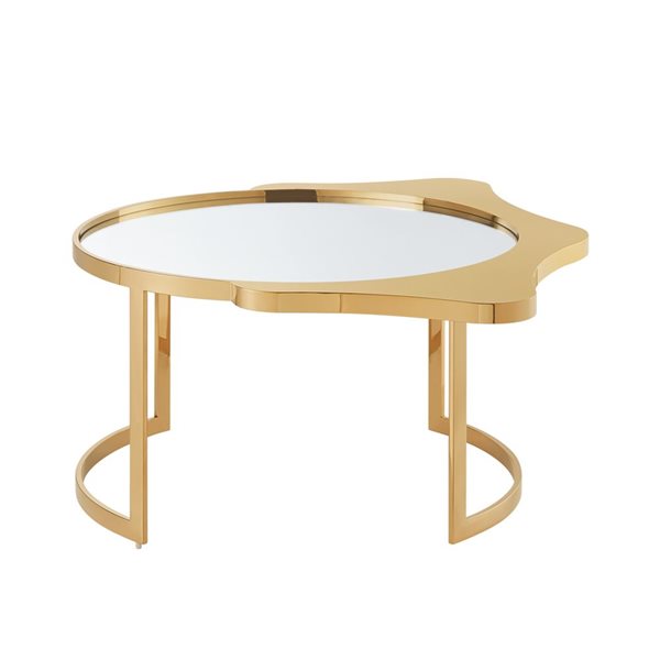 Inspired Home Janine Coffee Table With Mirrored Top, Gold CT534-35GD ...