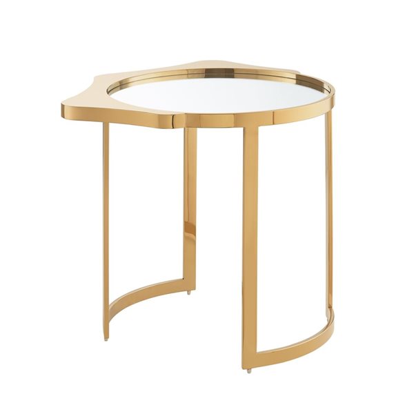 Inspired Home Janine Abstract End Table Mirrored Top, Gold ET534-35GD ...