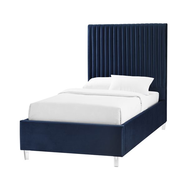 Inspired Home Catelyn Velvet Full Platform Bed, Navy BD559-02NYF-LAC | RONA