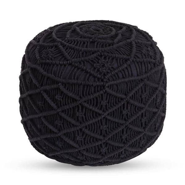 Loft Lyfe Susannah Pouf, Hand Knitted, Cotton Yarn, Black LPF413-21BK ...