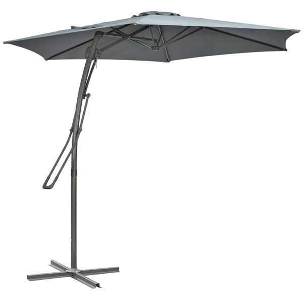 Outsunny 10-ft Dark Grey Cantilever Patio Umbrella with Base 84D ...