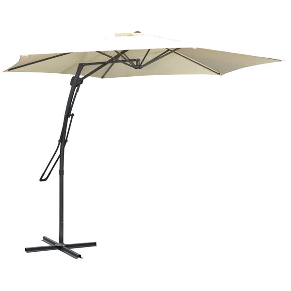 Outsunny 10-ft Cream White Cantilever Patio Umbrella with Base 84D ...