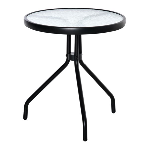 Outsunny Black Outdoor Round End Table with Tempered Glass Top 84B-654 ...
