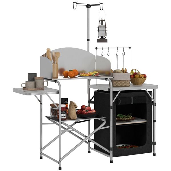 Outsunny Folding Camping Kitchen Table with Carrying Bag for BBQ A20 ...