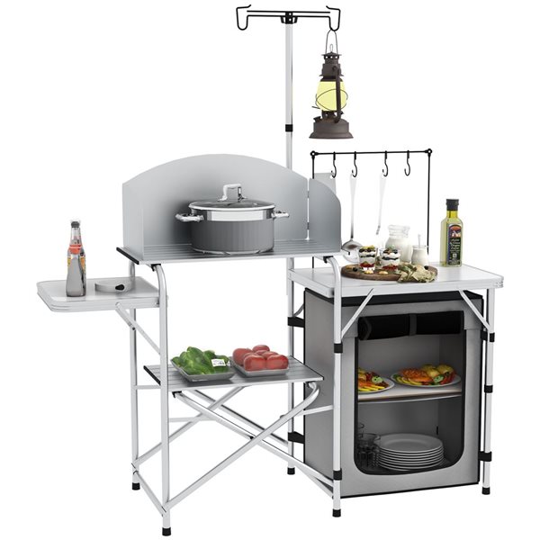 Outsunny Aluminum Folding Camping Kitchen Table with Windshield A20 ...