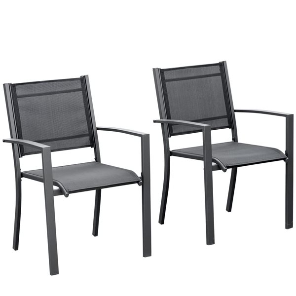 Outsunny Set of 2 Stackable Patio Dining Chairs 84B-293CG | RONA