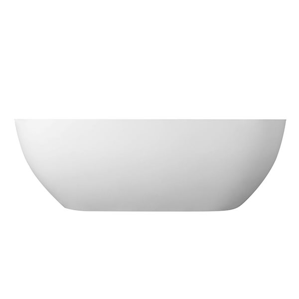 Clihome Solid Surface Free-Standing Bathtub with Centre Drain in Matte ...