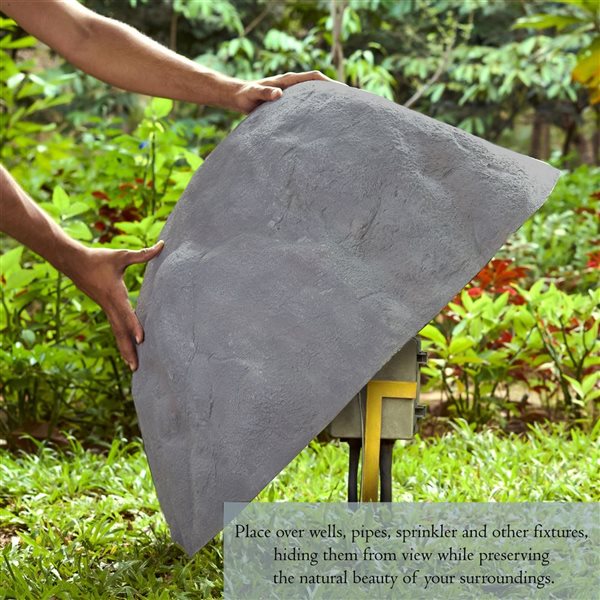 Gardenised Decorative Outdoor Artificial Faux Stone Rock, Garden Grey ...