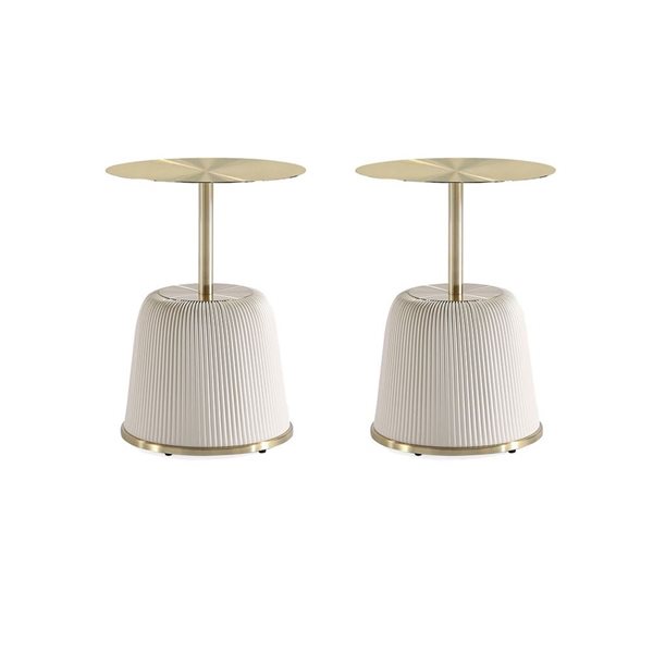 Manhattan Comfort Anderson Cream Leatherette Upholstered Modern End ...