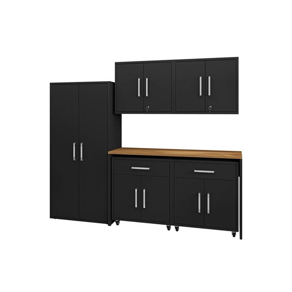 Manhattan Comfort Eiffel Matte Black Composite Wood 6-Piece Garage ...